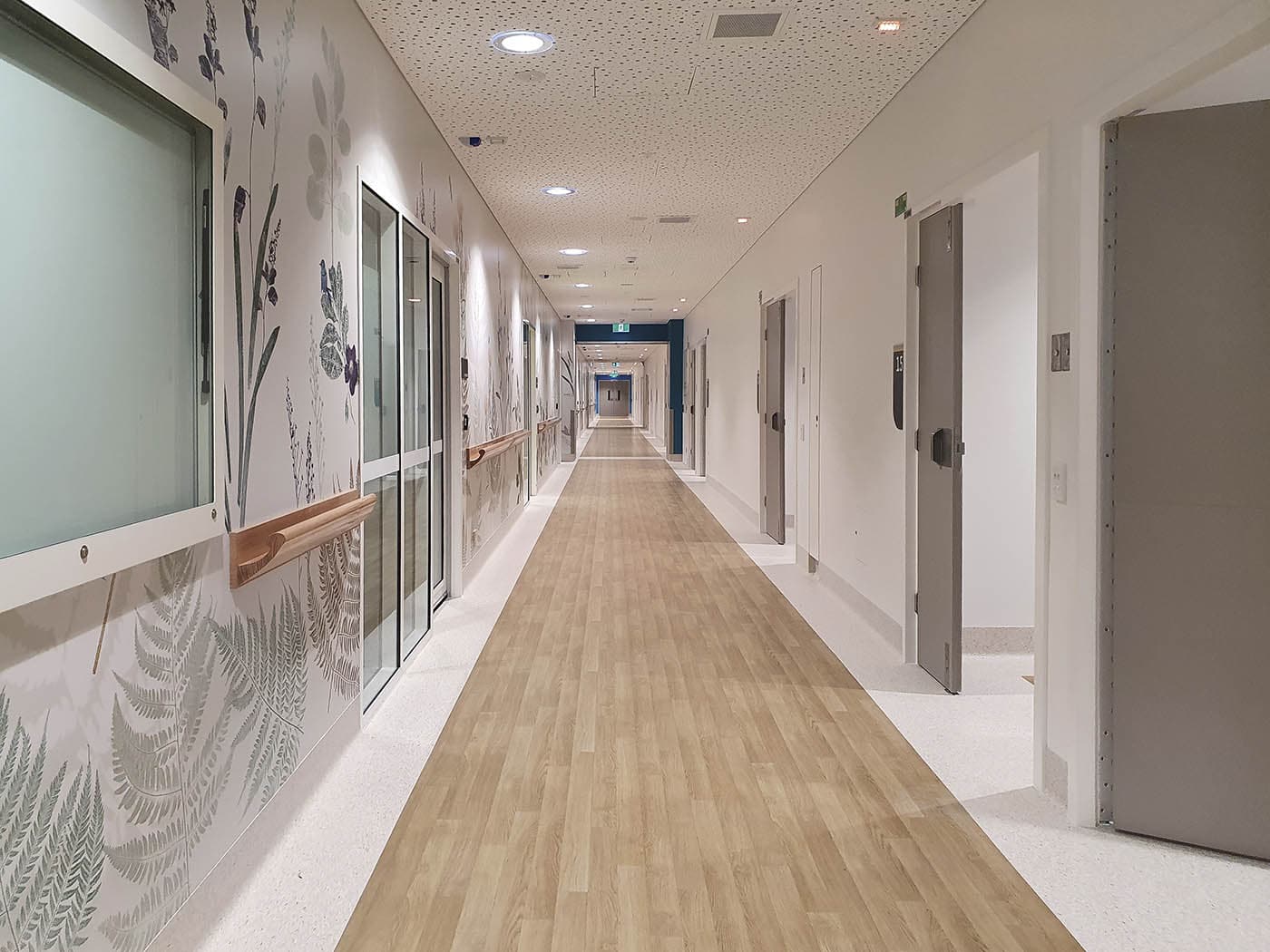 Hospital Interior Design - Wall Coverings and Hand Rails